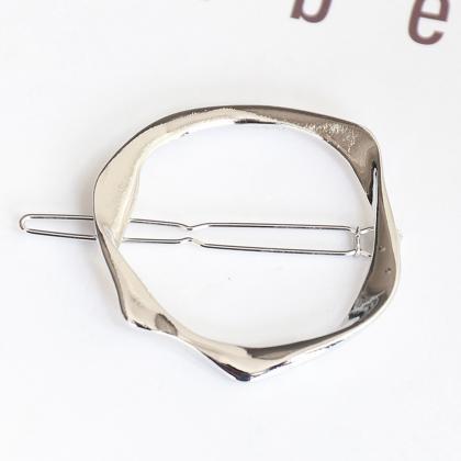 Gold Plated Round Hair Clip, Minimalist Hair Accessories, Geometric ...