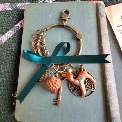 Vintage Deer Key Chain, Bronze Metal Keychain, Key Charm, Deer Charm ...