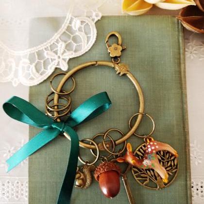 Vintage Deer Key Chain, Bronze Metal Keychain, Key Charm, Deer Charm ...