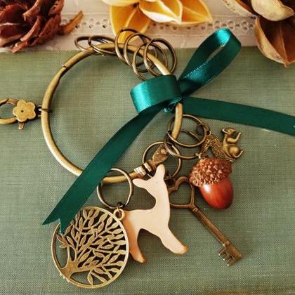 Vintage Deer Key Chain, Bronze Metal Keychain, Key Charm, Deer Charm ...