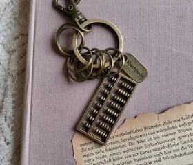 Vintage Abacus Key Chain, Bronze Metal Keychain, Key Charm, Abacus ...