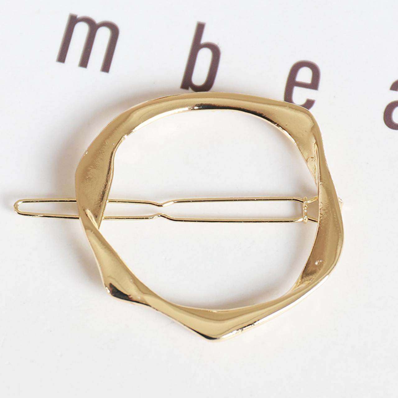 Gold Plated Round Hair Clip, Minimalist Hair Accessories, Geometric ...