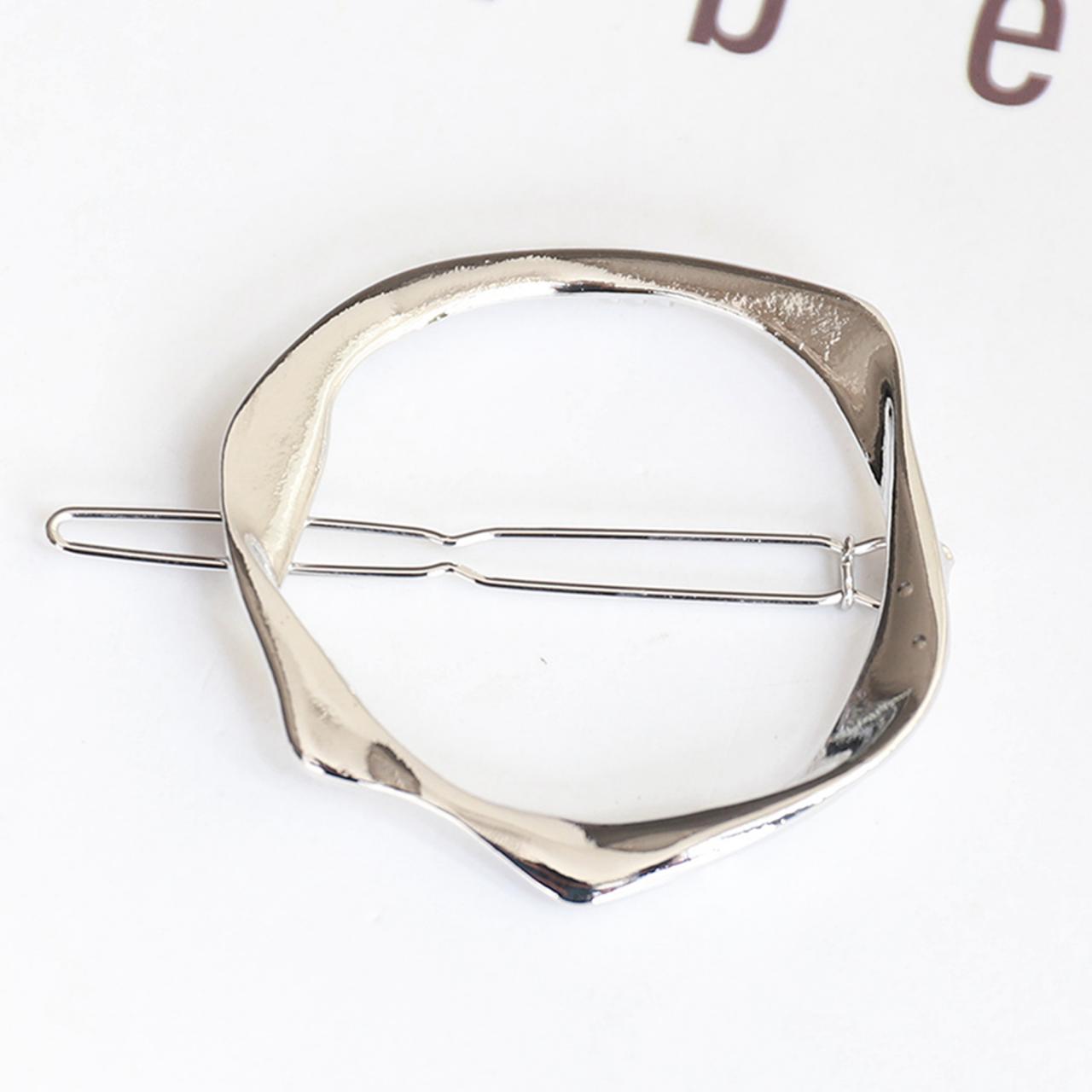 Gold Plated Round Hair Clip, Minimalist Hair Accessories, Geometric ...