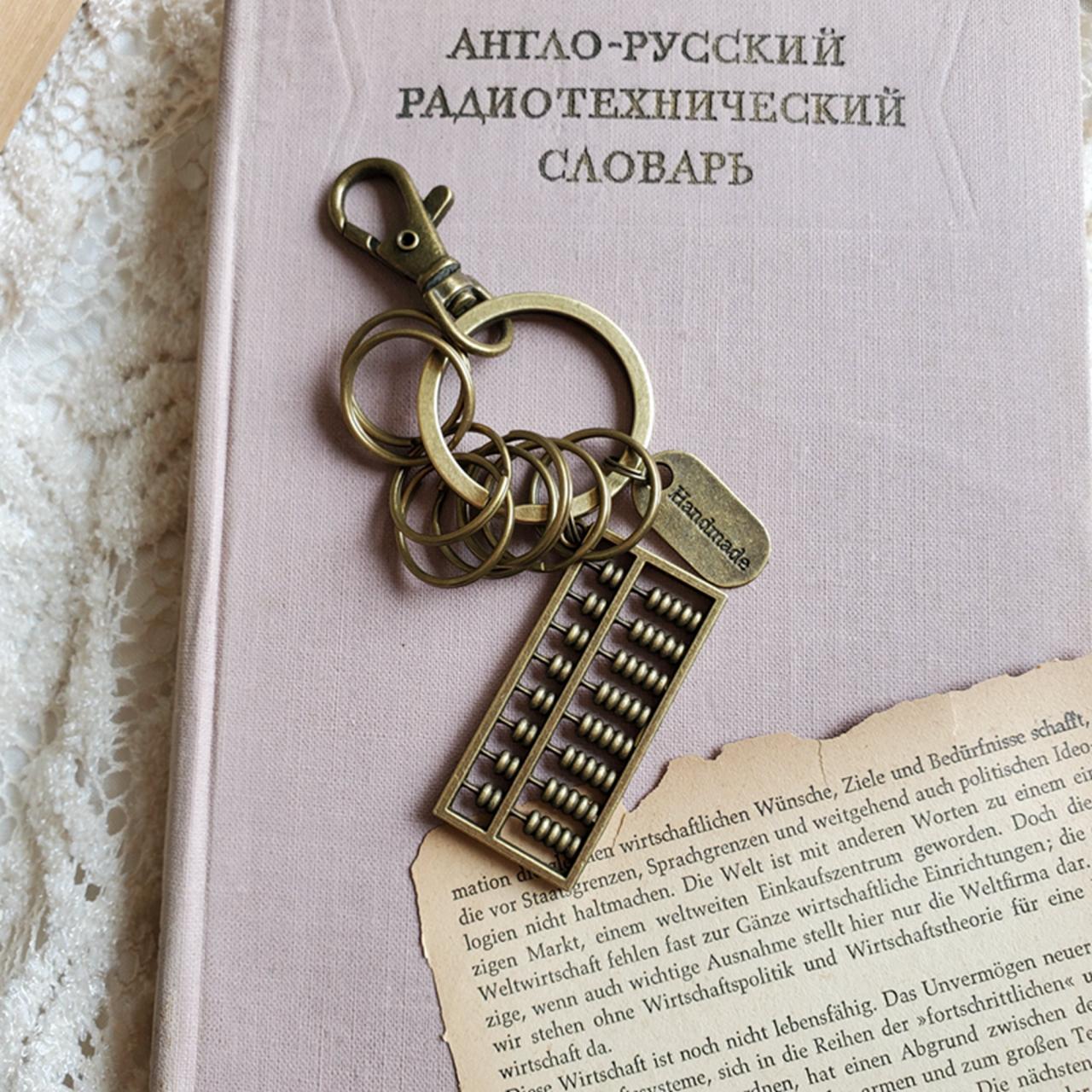 Vintage Abacus Key Chain, Bronze Metal Keychain, Key Charm, Abacus ...