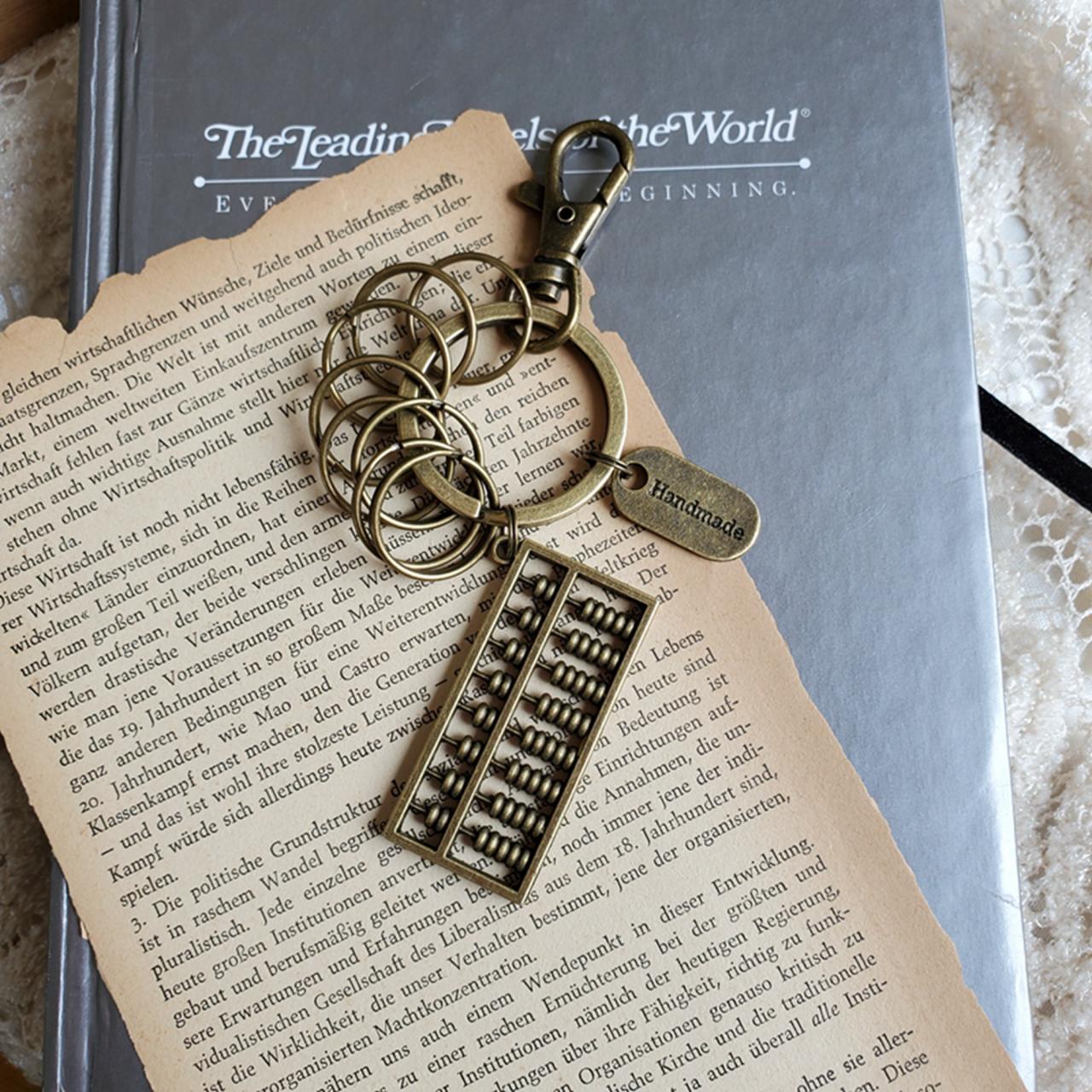 Vintage Abacus Key Chain, Bronze Metal Keychain, Key Charm, Abacus ...