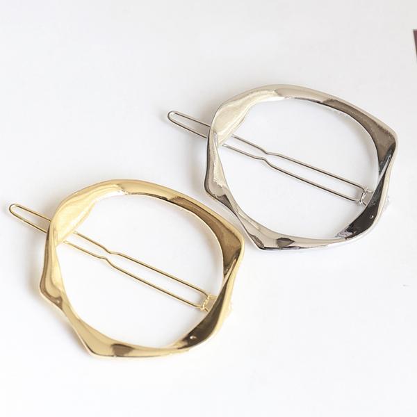 Gold Plated Round Hair Clip, Minimalist Hair Accessories, Geometric ...
