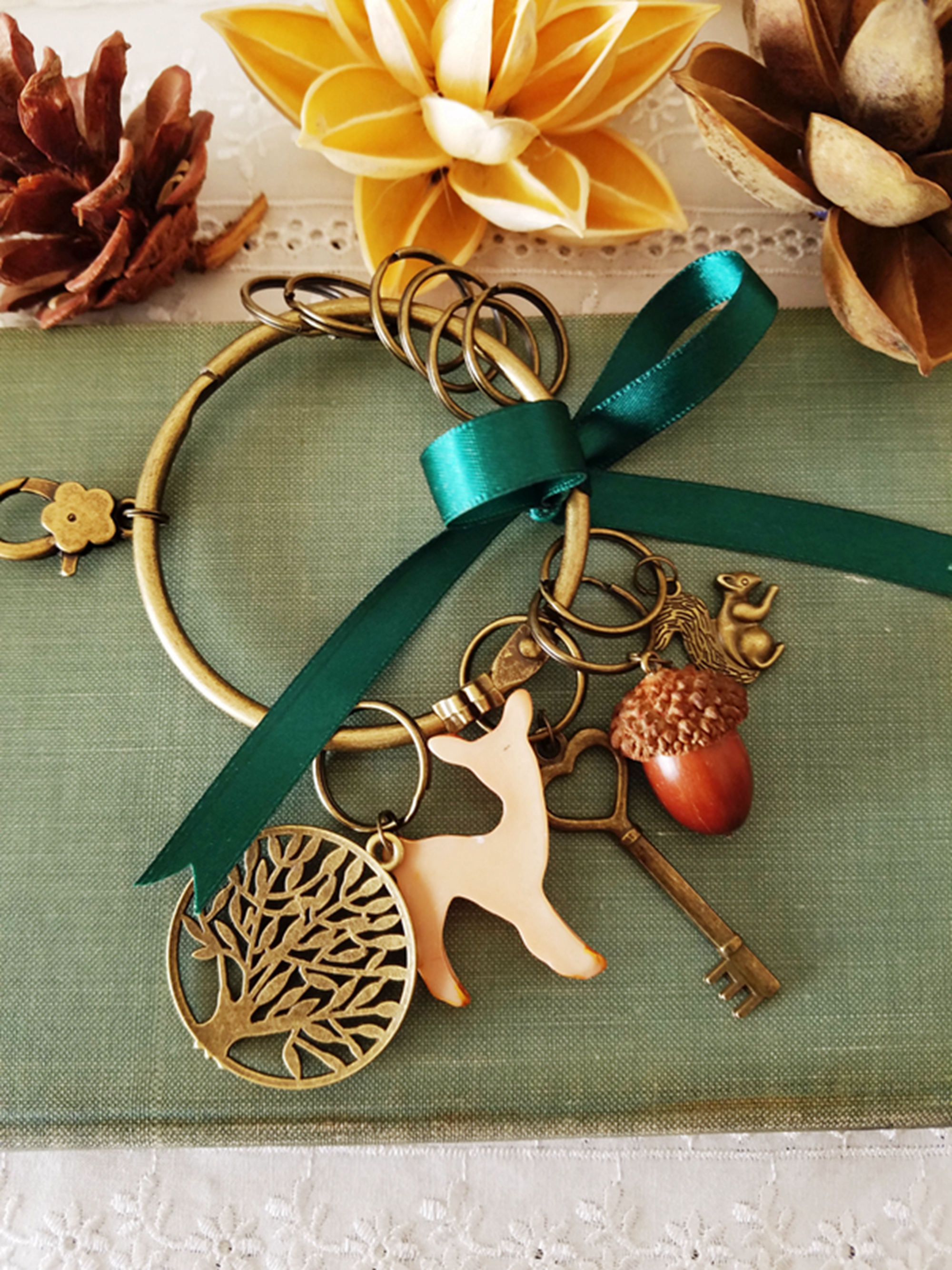 Vintage Deer Key Chain, Bronze Metal Keychain, Key Charm, Deer Charm ...